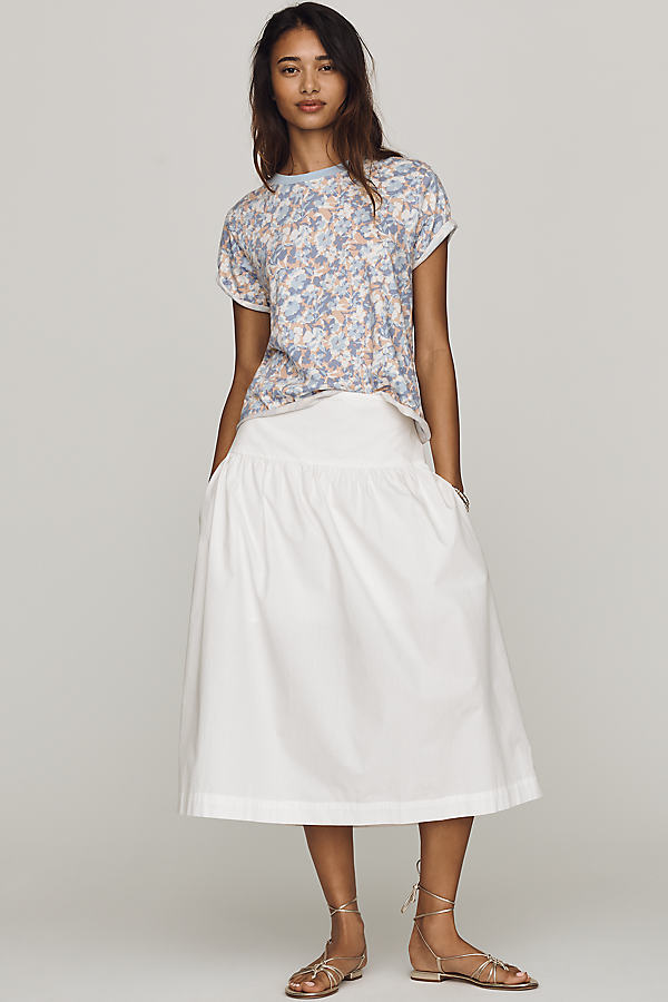 MAEVE Seahorse Embroidered Cotton Boxy Tee